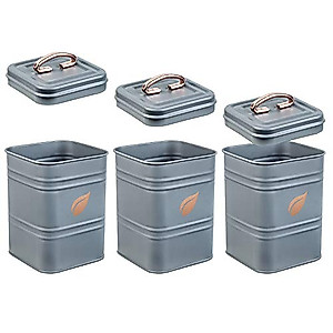 Saf-Care Design Canister Kitchen Cabinet Food Storage Containers, Pack of 3 Silver