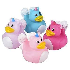 The Dreidel Company Unicorn Rubber Duck Toy Duckies for Kids, Bath Birthday Baby Showers Summer Beach and Pool Activity, 2" (6-Pack)