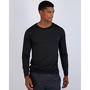 Real Essentials Mens Long Sleeve T-Shirt Fishing Swim Hiking Beach UV UPF SPF Sun Protection Workout Clothes Quick Dry Fit Gym Tee Shirt Athletic Active Running Sport Top Water, Set 8, L, Pack of 4