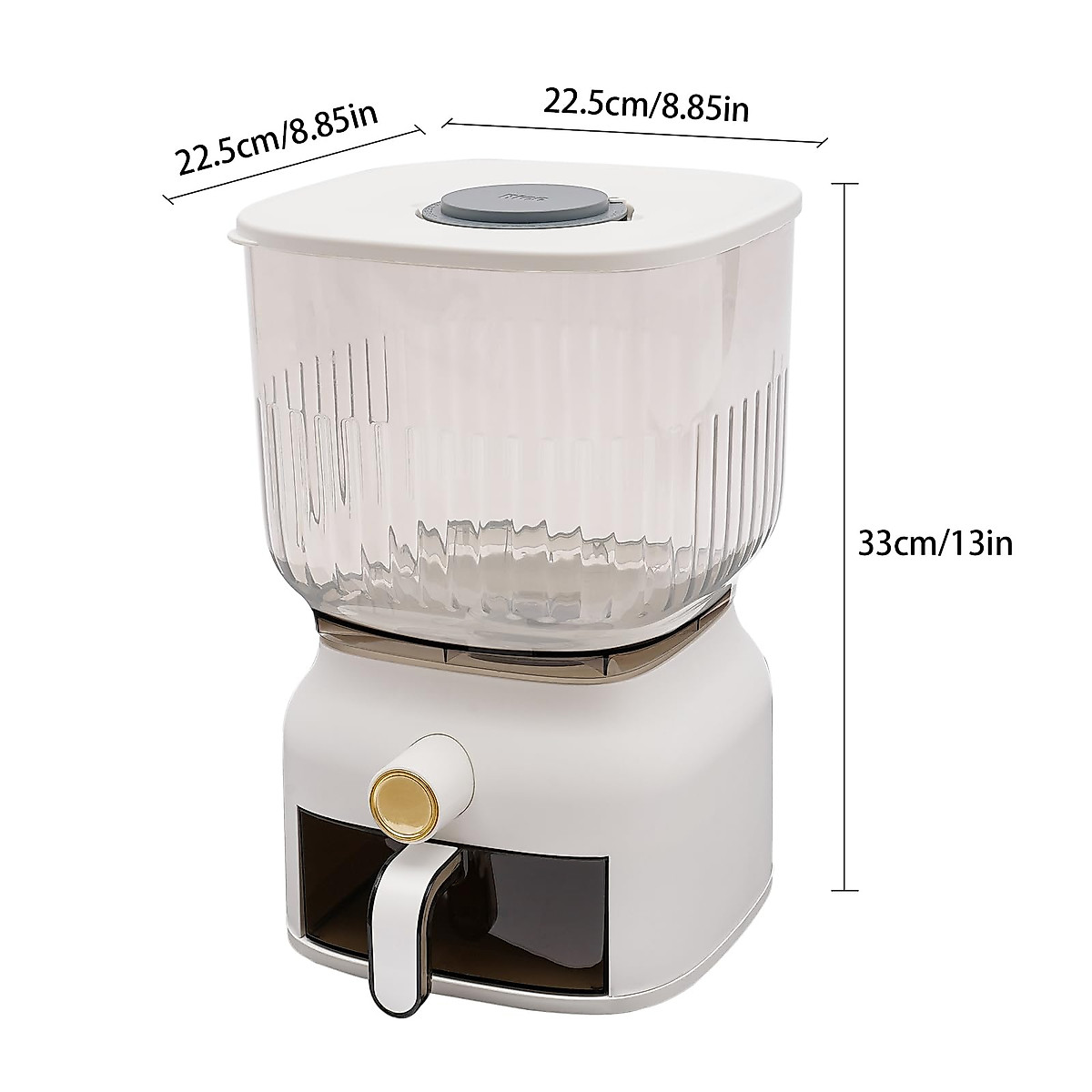 LUGBING Rice Dispenser 22 Lbs,Large Grain Storage Container with Rice Cup Food Dispenser Kitchen Organizer for Rice,Beans,Grains,Cereal Dry Food Storage,Rice Containers