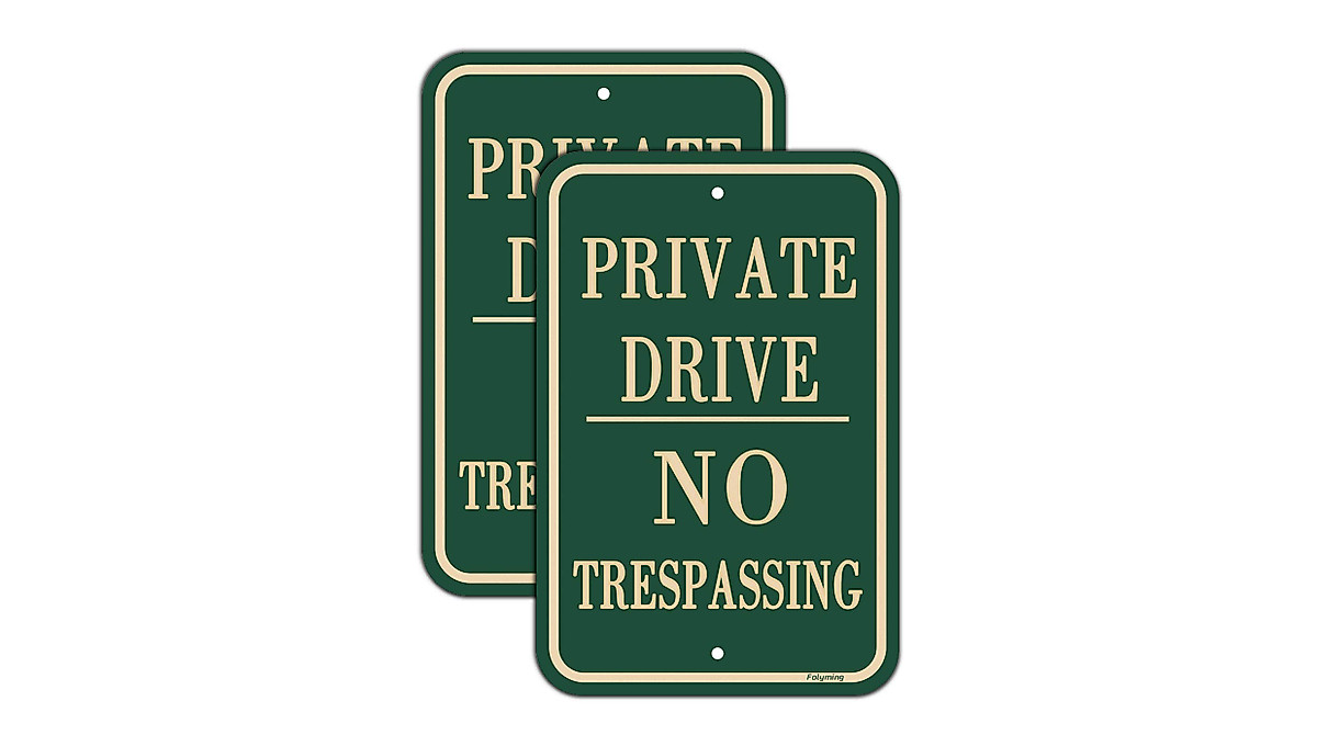 Reflective Private Drive No Trespassing Signs - 2 Pack