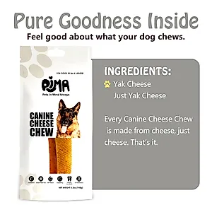 PIMA - Canine Cheese Chews, Natural Yak Chews for Dogs 55 lbs or Larger, Lactose-Free Yak Cheese Dog Chews, Yak Chews for Large Dogs with Protein and Vitamin E, D and A, Extra Large, 1 Chew, 5.3 oz