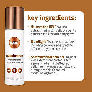 Indeed Labs Nanobronze Drops - Get a sun-kissed glow without the sun! Bronzing drops with hyaluronic acid instantly bronze, blur, and hydrate skin. 30ml