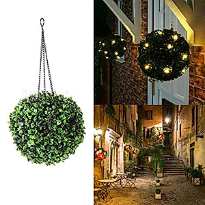Leefasy Outdoor Grass Ball LED Hanging Patio Lantern for Patio Tree Decor