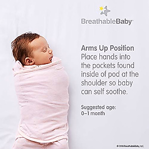 BreathableBaby Adjustable 3-in-1 Soft Premium Cotton Newborn Swaddle Trio Blanket & Wrap, (Infants 0-4 months) – Gray Watercolor Stripe, Arms Up, Arms Down, Arms Out, 61233-A