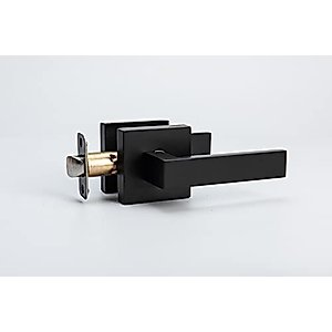 MAXECURITY Passage Door Lever Matte Black Square Interior Door Handle Keyless Doorknob Hall and Closet Lockset Handleset，Heavy Duty Non-Locking Lever Set for Left or Right Handing.