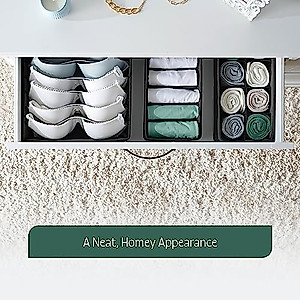 Dresser Organizer, [8 Pk] Black Fabric Dresser Drawer Organizers (4 Sizes With 90 Slots) Foldable Underwear Drawer Organizer Breathable Bins for Bra, Lingerie, Socks, Scarves, Belt, Tie, Baby Clothes.