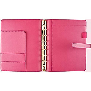 AT-A-GLANCE Faux Leather Undated Starter Set, 7-Ring, 5-1/2" x 8-1/2", Desk Size, Fashion, Raspberry (DR1118-040-27)