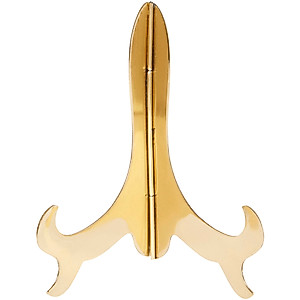 Bard's Hinged Brass Plate Stand, 7" H x 6" W x 4.25" D (For 7.5" - 9.5" Plates)