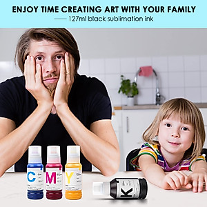 HTVRONT Sublimation Ink Refill for ET2720 ET15000 ET2750 WF7710 WF7720 WF2750 Inkjet Sublimation Printers Press Transfer on Mugs, Pillows, Plates, T-Shirts etc（427ml/4 Colors/Autofill/ICC-Free）…