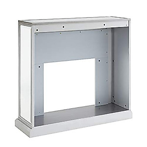 SEI Furniture Trandling Mirrored & Faux Electric Fireplace, Antique Silver/White Marble (AMZ9537201EF)