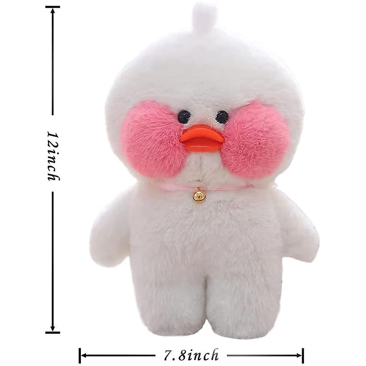 AKMRWJWC White Duck Stuffed Animal Toy Soft Plush Toy for Kids Girls DIY Hugglable Plush Stuffed Toy with Cute Headband and Costume Best Gifts for Christmas. (12inch/30cm) White Yellow