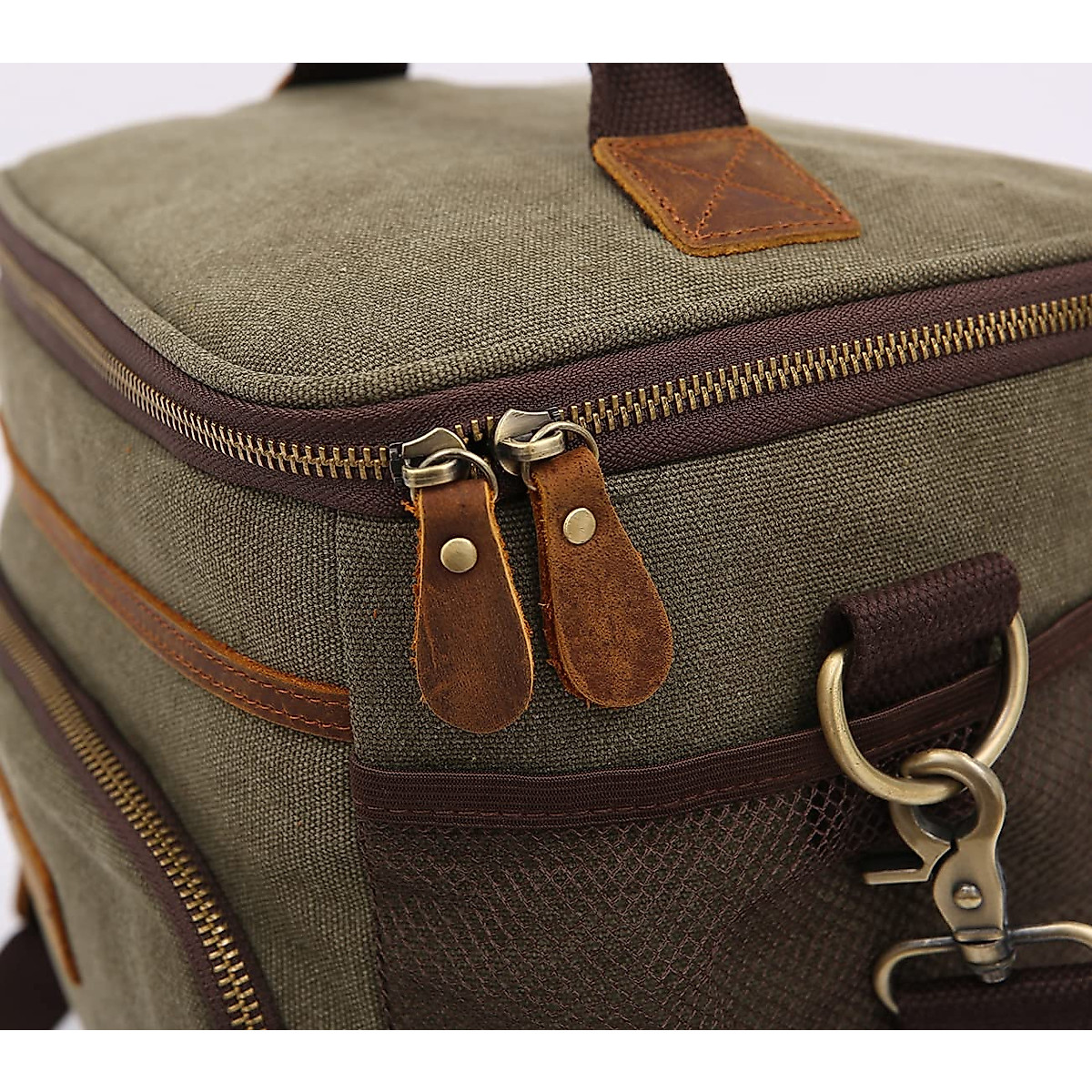 Personalized Insulated Lunch Bag Removable Padded Divider Engraved Leather Canvas Beach Cooler Bag Custom Gift Monogrammed for Men and Women 24-Can (15L)