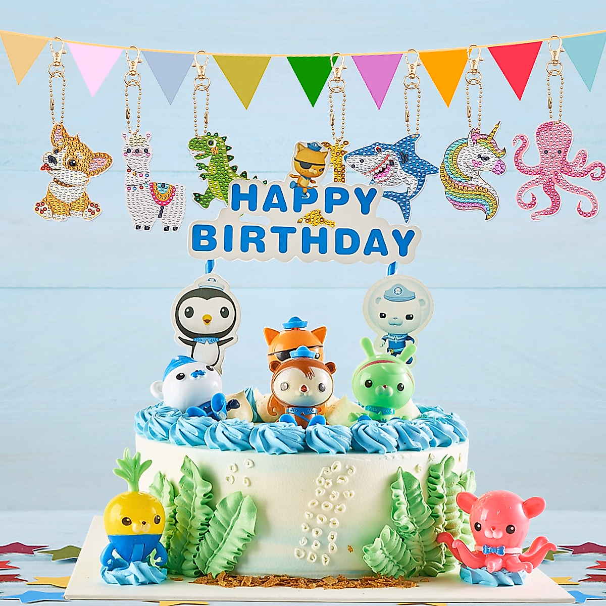 12 PCS Diamond Painting Keychains Kit Animals Diamond Art Ornaments Double Sided 5D Diamonds Key Rings DIY Diamonds Pendants for Beginners Birthday Crafting Home Party Decor