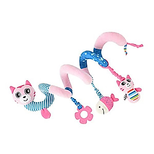 Generic Baby Crib Mobile Car Toys, Baby Activity Spiral Plush Stroller Bar Toy Accessories, Crib Toys with Bell for Boy or Girl, Hangings Rattle Toy Stroller Cat Hanging Toy