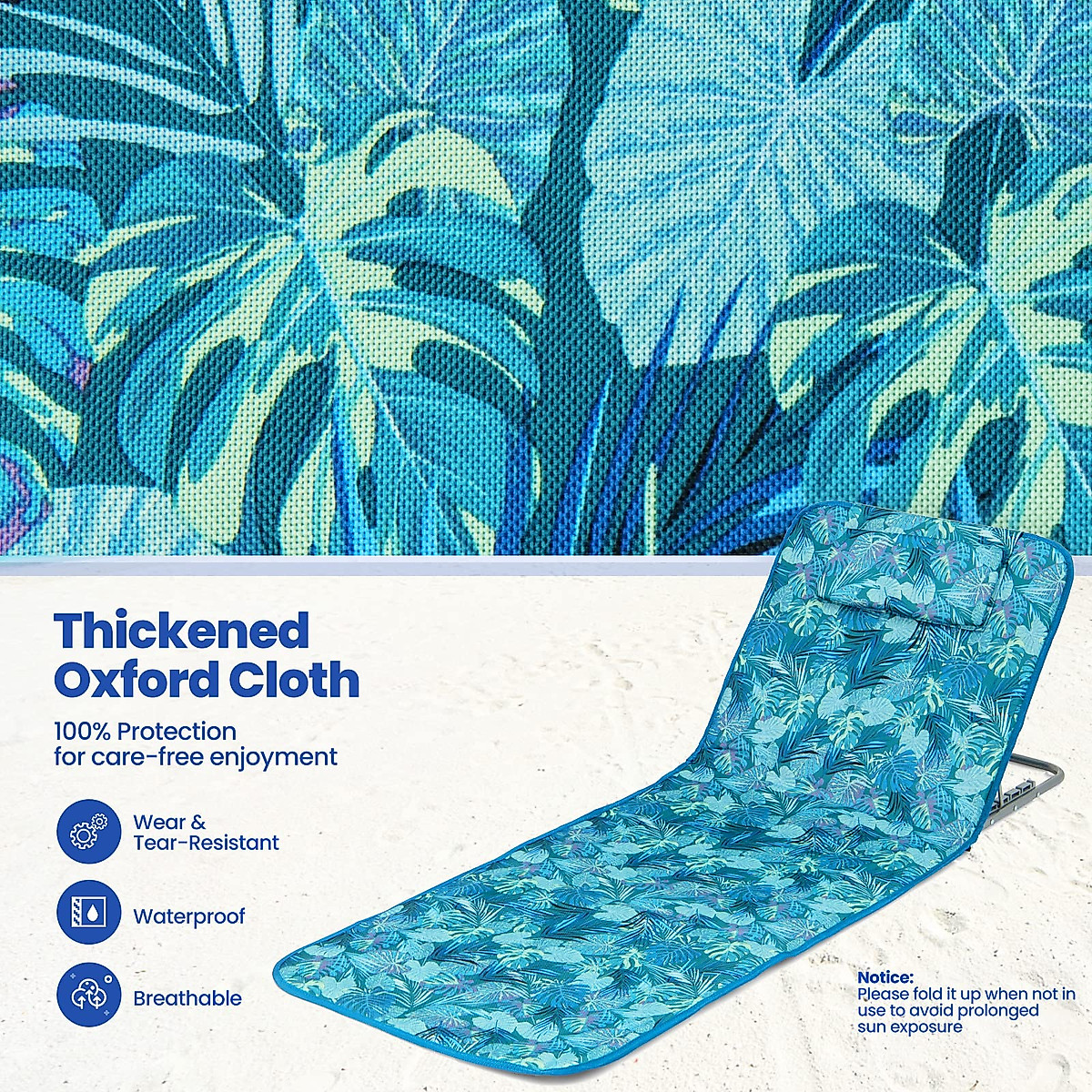 Giantex Beach Chairs for Adults 2 Pack Set with Side Table, Folding Lounge Chairs, 5 Position Adjustable Lawn Chair for Sunbathing, Patio Chaise Lounge Lightweight Backpack Camping Chairs (Navy)