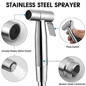 ifgswopq Handheld Toilet Bidet Sprayer Set Anal Vagina Flushing Hygienic Shower Spray Gun Stainless Steel Hand Faucet (Size : Bidet Sprayer Set 1) (One Color Bidet Sprayer Set 1)