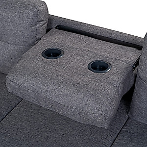 LUMISOL L Shape Sectional Sofa Set with Storage Ottoman for Living Room, Large Modular Sofa Interior Furniture with Rivet Ornament for Apartment Large Space, Gray