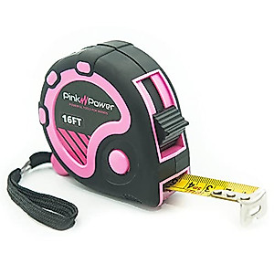 Pink Power 16ft Pink Measuring Tape Measure for Womens Tool Kit with Retractable Blade and Lock Button - Girls Tape Measure for Pink Tools - Lightweight Measurement Tape