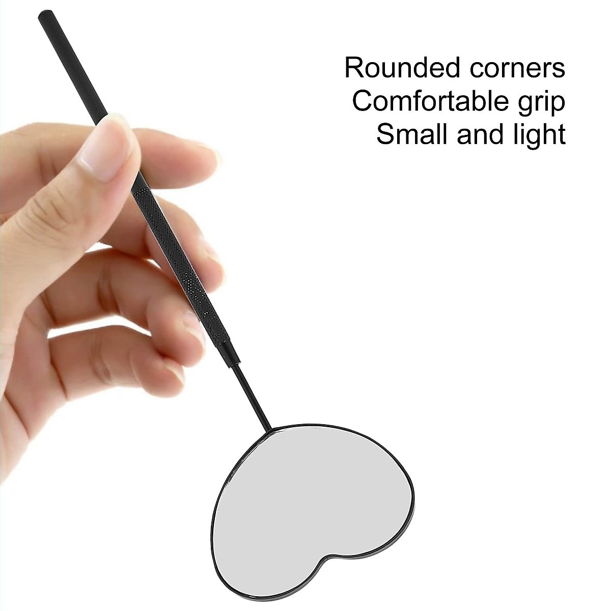 Lash Mirror, Detachable Heart Shape Eyelash Mirror with Knurled Handle, 45° Angle Design Hand Mirror, for Eyelash Extension, Lipstick and Mascara Applying, Eyeliner Drawing
