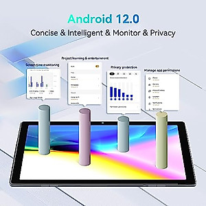 XCX Android 12 Tablet, 10 inch Tablet with 64bit 4-Core Processor, 32GB ROM 2GB RAM Tablet Android, WiFi, Bluetooth, USB-C Rechargeable, Dual Camera (Gray)