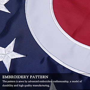 FLAGBURG Ohio State Flag 3x5 ft OH Flag The Buckeye State Flag Heavy Duty 210D Nylon with Embroidered Stars Outdoor Indoor All Weather Burgee Flag with Strong Canvas Header/Brass Grommets/Sewn Stripes