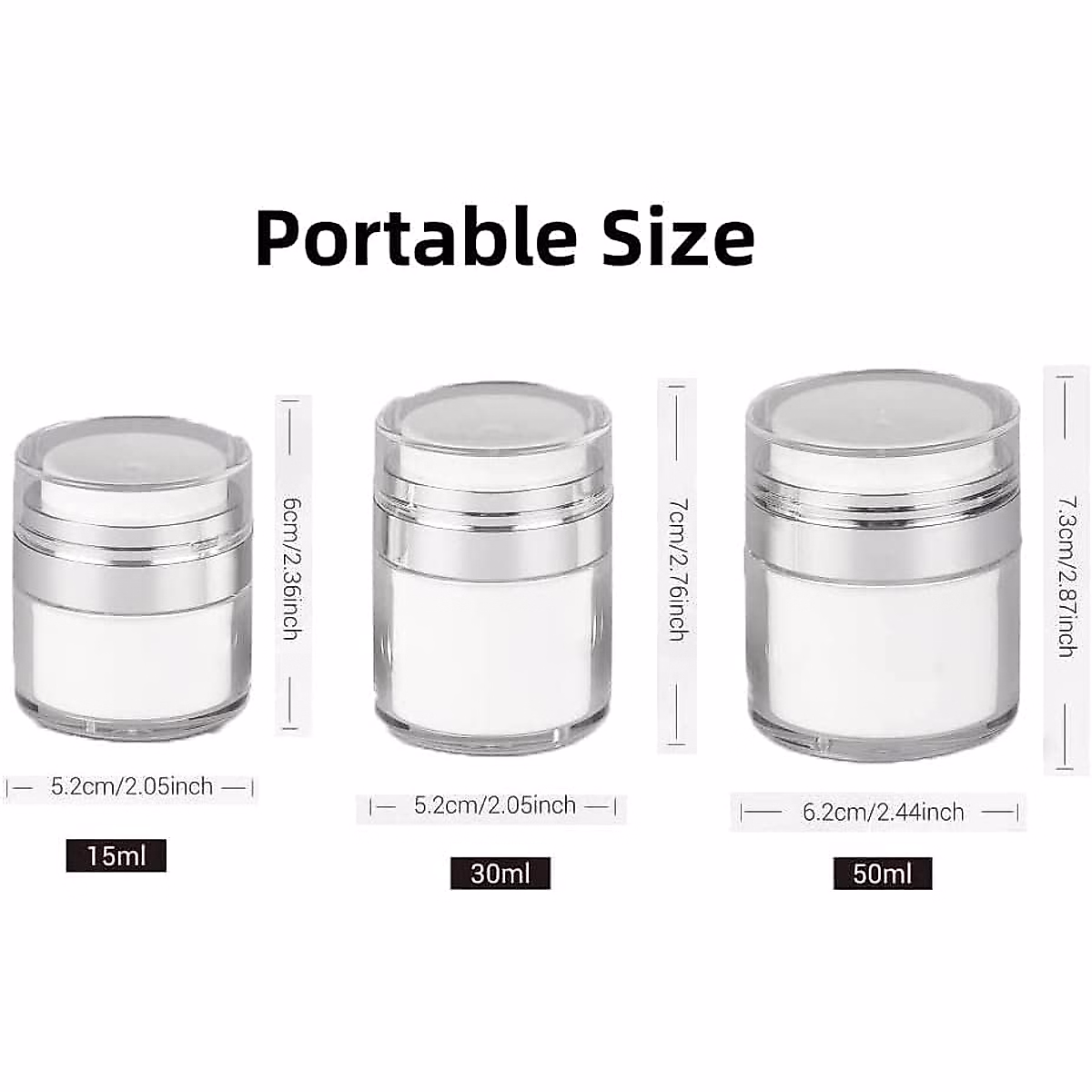 Airless Pump Jar,Cream Jar Vacuum Bottle, Empty Refillable Cosmetic Air Pump Jars Bottles, Portable Airless Lotion Sample Container Pot, Leak-Proof DIY Portable Travel Makeup Containers (15ML)