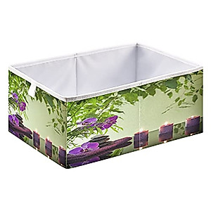 Kigai Aromatic Candles and Orchids Cube Storage Bins - 11x11x11 in Large Foldable Cubes Organizer Storage Basket for Home Office, Nursery, Shelf, Closet