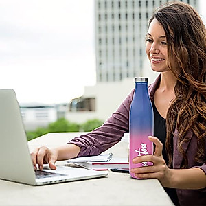 Milton Thermosteel Prudent 1100, Double Walled Vacuum Insulated Flask 1023 ml | 37 oz | 1 Ltr |24 Hours Hot and Cold Water Bottle, 304 Stainless Steel, BPA Free, Food Grade, Leak-Proof | Pink-Blue