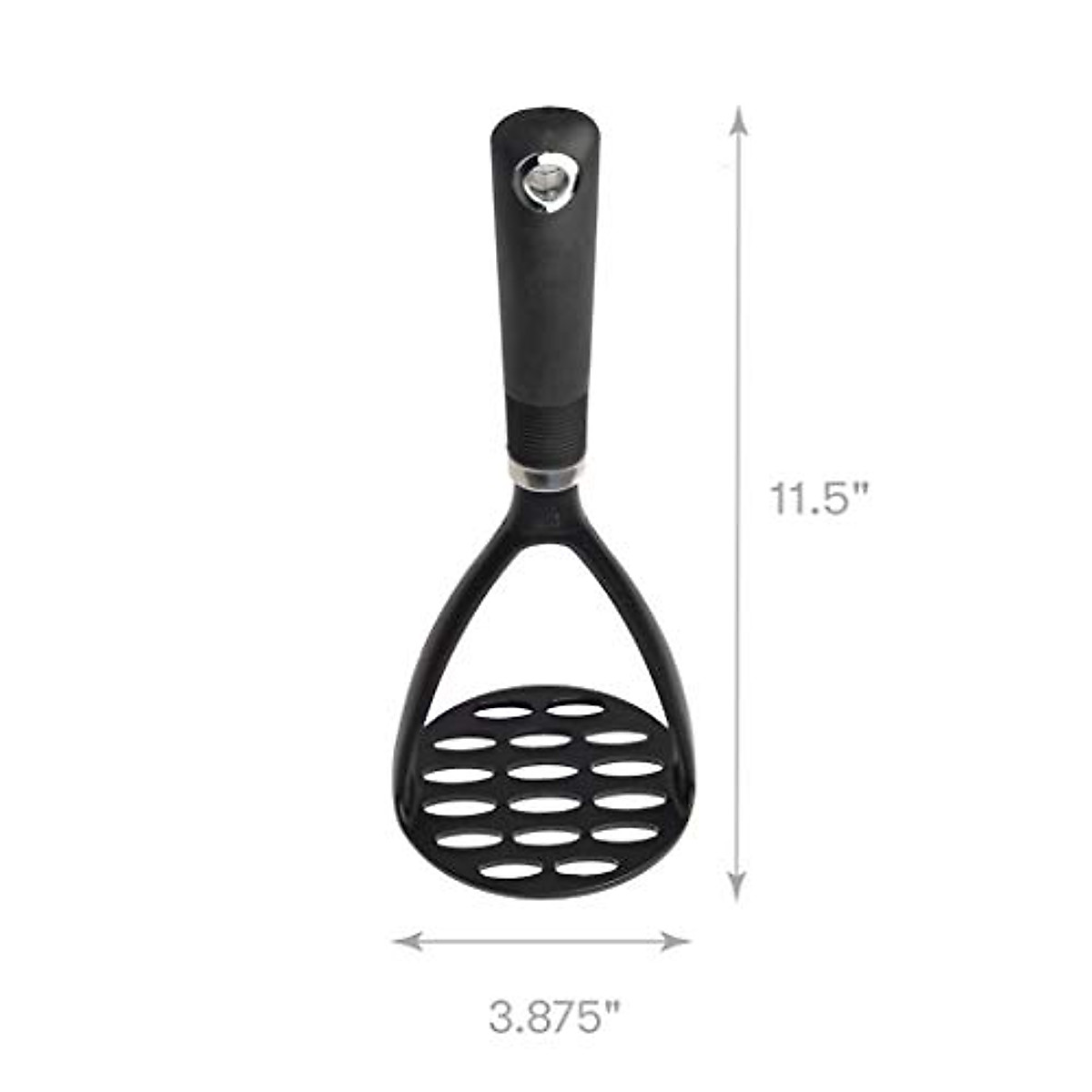 Cooking Light Potato Masher Sturdy and Heat Resistant, Safe for Non-Stick Cookware, Soft Grip Nylon Gadget, Black