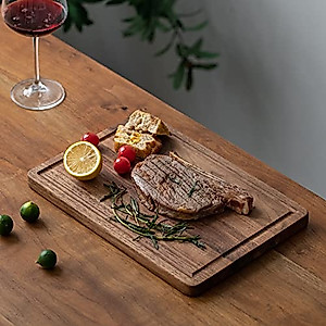 Muso Wood Walnut Cutting Board Reversible Wood Cutting Board for Kitchen Wooden Cutting Board with Juice Groove for Cutting and Charcuterie (16x11x0.8”)