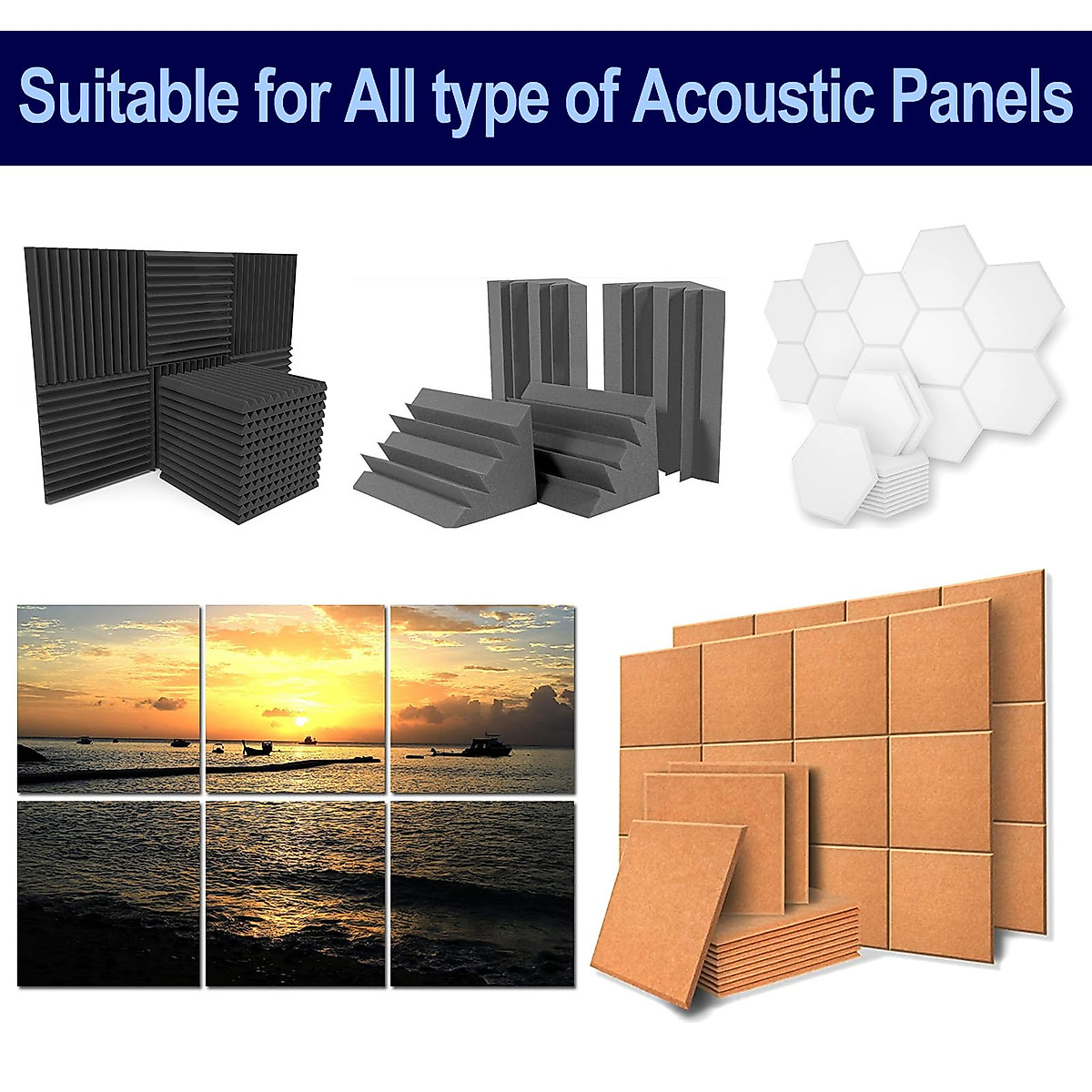 EGINO 120 Pack Double-Sided Adhesive Tape for Acoustic Soundproofing Foam Panels Strong Pad Mounting, Heavy Duty Wall Adhesive Squares