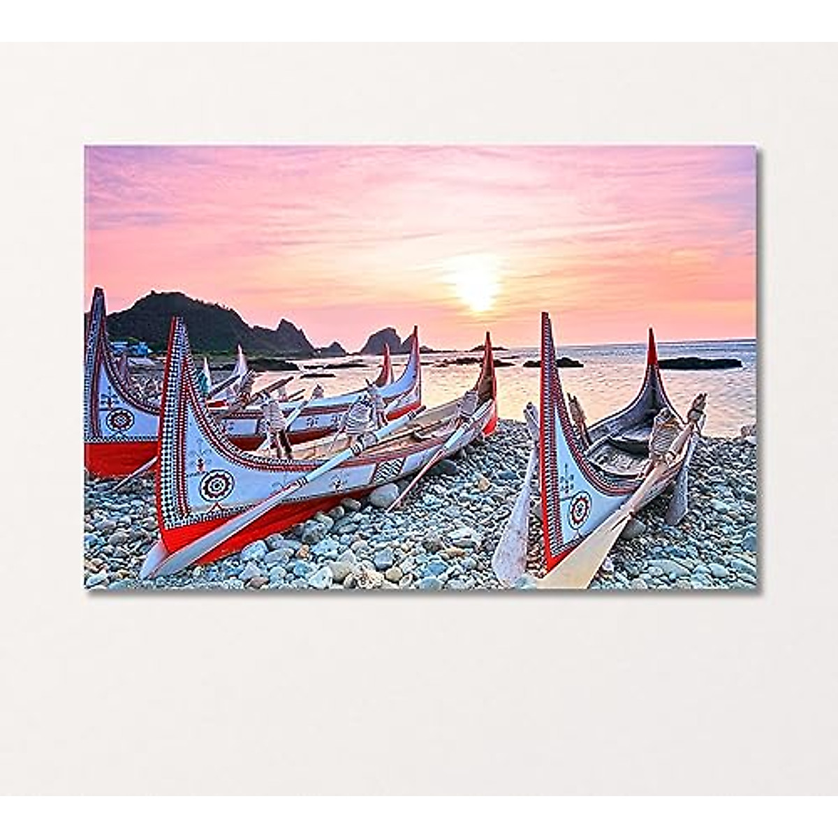 Canoe on the Sea Coast Thailand Canvas Print 3 Panels / 36x24 inches