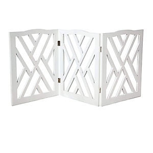 Adjustable 3 Section Indoor/Outdoor Wood Lattice Criss Cross Pet Gate