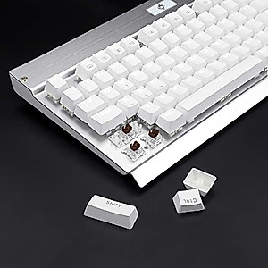 EagleTec KG010 Mechanical Keyboard Wired Ergonomic Brown Switches Equivalent for Office PC Home or Business (White Keyboard White Backlit)
