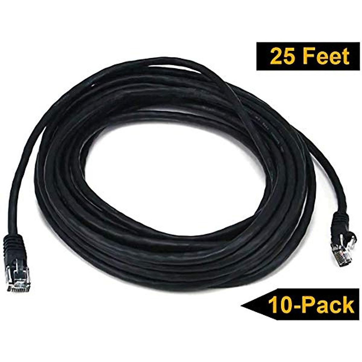 iMBAPrice 3' Cat5e Network Ethernet Patch Cable, 10 Pack, Black (IMBA-CAT5-03BK-10PK)