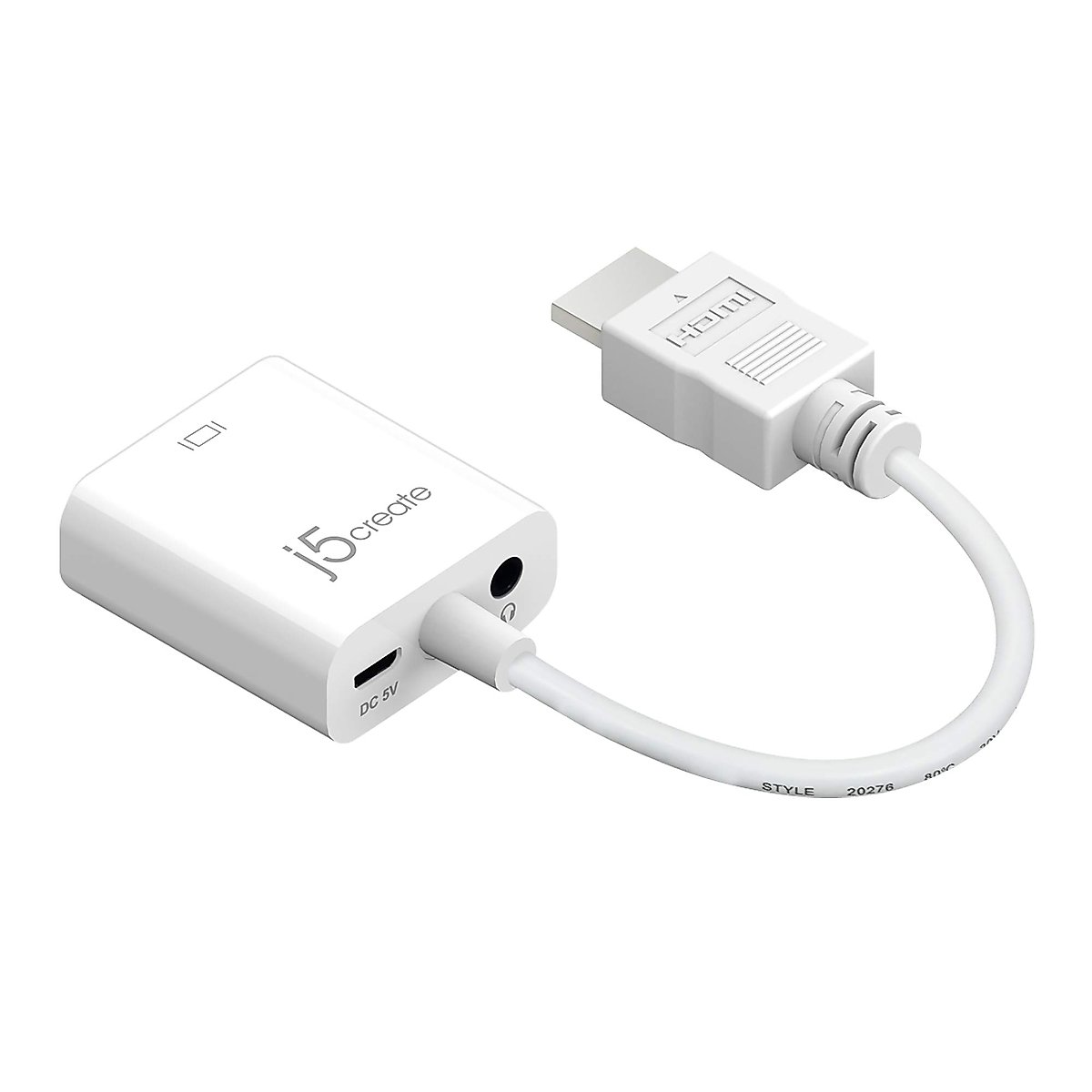 j5create HDMI to VGA Adapter (Male to Female) for Laptop, Notebook, Computer, Desktop, PC, Chromebook, Monitor, Projector, Raspberry Pi, Roku, Xbox, PS4, PS3 and More (JDA213)