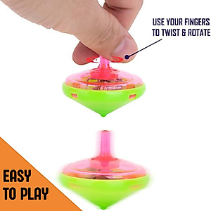 100 Pieces LED Light Up Flashing Mini Spinning Tops with Gyroscope - Kids Novelty Bulk Spin Toys Party Favors Bundle Pack Multicolored