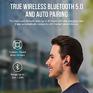 Dartwood True Wireless Gaming Earbuds - Ultra-Low Latency & Quick Bluetooth Pairing Earpods