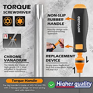 Torx Screwdriver Set of T3-T40, Novoard 14-Piece Magnetic Torx Star Screw Driver Set, T3 T4 T5 Small Torx Screwdriver, T6 T7 T8 T9 T10 T15 T20 T27 T30 T40 Torx Security Screwdriver Set with Hole