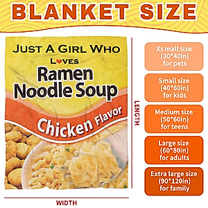 Todeyya Ramen Chicken Blanket Ramen Blanket Just a Girl Who Loves Ramen Blanket Flannel Fleece Throw Air Conditioning Quilt Lightweight Cozy Plush Blanket for Sofa M 60"X50" for Teens