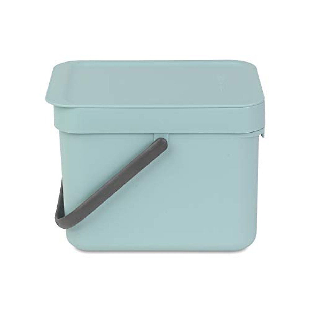 Brabantia Sort & Go Food Waste Trash Can (1.6 Gal / Mint) Small Countertop Kitchen Compost Caddy with Handle & Removable Lid, Easy Clean, Fixtures Included for Wall/Cupboard Mounting
