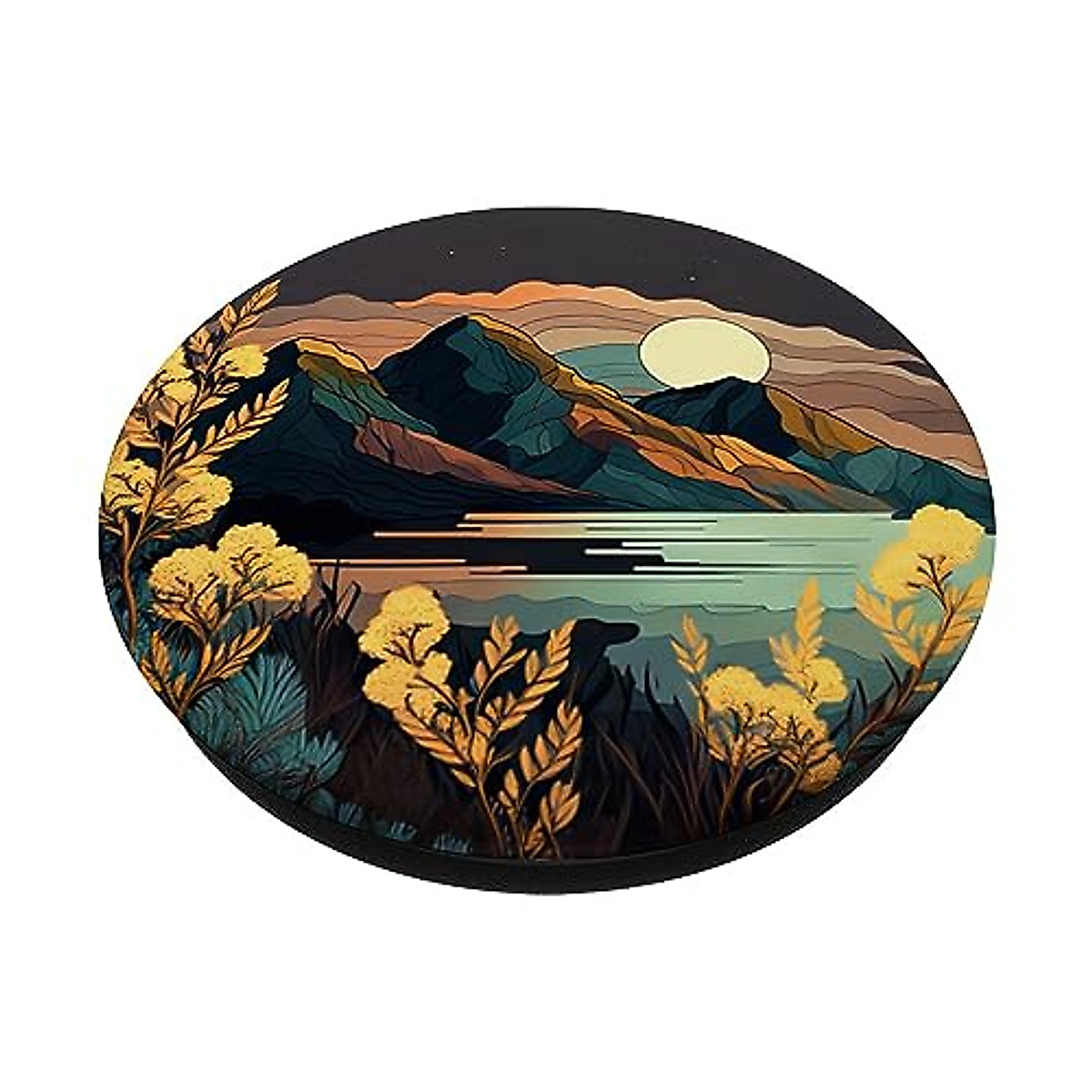 Mountain Wilderness Moon Boho Earthy River Floral Flower PopSockets Standard PopGrip