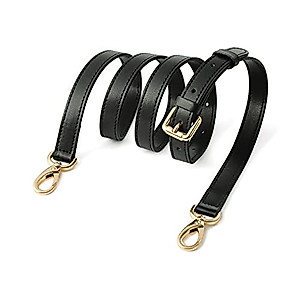 GOXTECHGenuine Leather Purse Strap Replacement Crossbody Handbag Long Adjustable (Black-shoulder strap)