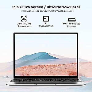 Windows 10 Laptop Computers, CHUWI GemiBook 13 inch Thin & Light Laptop 8G RAM 256GB SSD with Celeron J4125 Processor, 2160x1440 2K IPS Display Notebook, PD Fast Charge, Backlit Keyboard, Full Metal