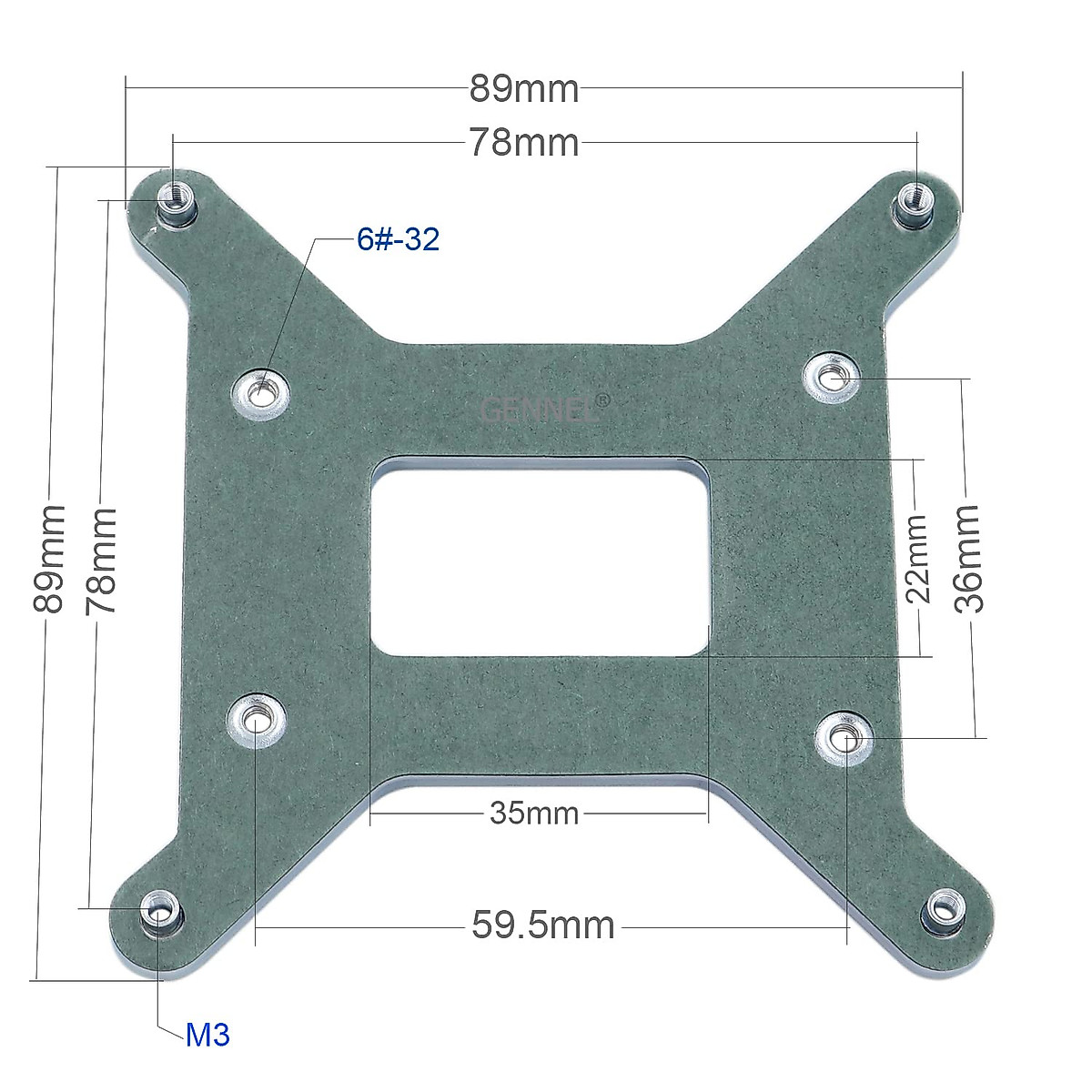GENNEL Metal LGA1700 Motherboard Backplate, CPU Radiator Base Heatsink Mounting Backplane for Intel LGA 1700