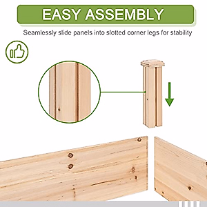Crownland Outdoor Gardens 8 ft Raised Garden Bed Wooden Garden Box Patio Raised Beds Backyard Elevated Garden Bed Planter Box Grow Vegetables Fruits Herb Yard Fast Easy Assembly
