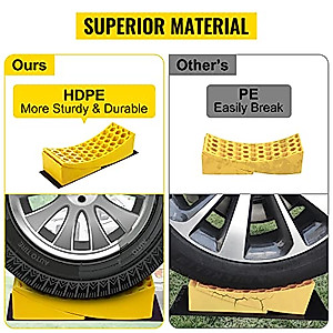 VEVOR Camper Leveler, 2 Pack RV Leveling Blocks, HDPE Material, Include 2 Curved Levelers, 2 Chocks, 2 Rubber Grip Mats, Hold up to 35000 lbs, Fast and Precise Leveling for Camper RV Trailer