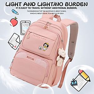 MOUTCLMB Kids backpack,Girls Backpack,Big-capacity School Backpacks 18.1*11.8*7.87in for Girls,School bags for Elementary Middle School High School,Send cute pendant（pink）