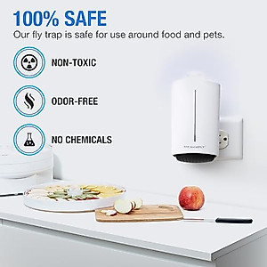 MR NICEFLY 2 Pack - Fruit Fly Traps for Indoors & Gnat Traps for House Indoor, Bug Zapper & Mosquito Killer with UV Night Light Attractant (2 Device + 4 Sticky Cards)